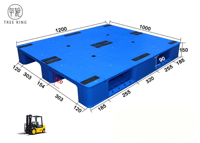 3 Skids Flat Smooth HDPE Plastic Pallets With Steel Bar For Racking ...