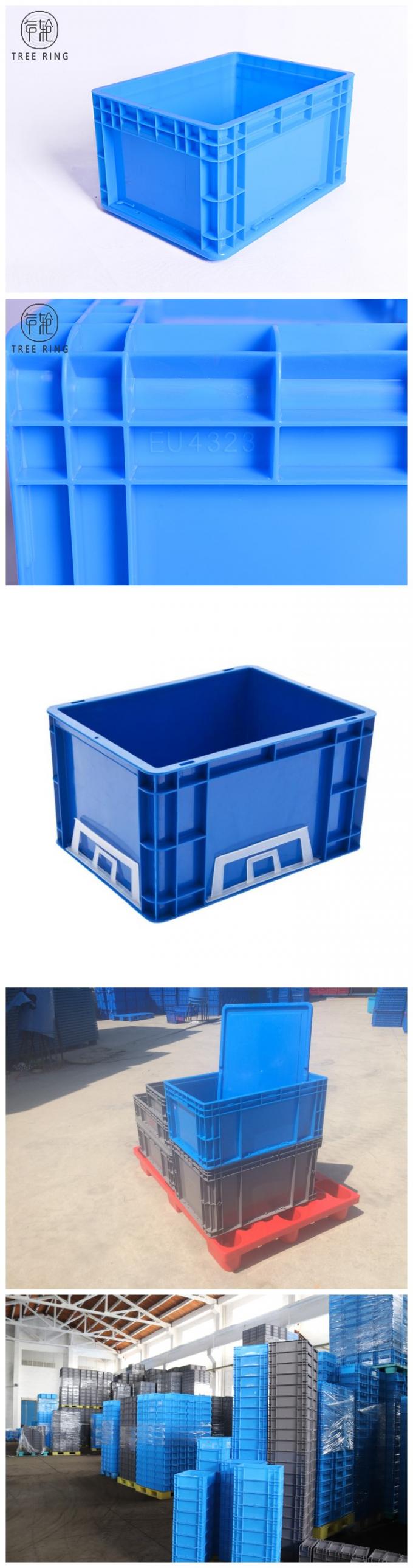 PP Material Stackable Euro Plastic Containers Perforated Style