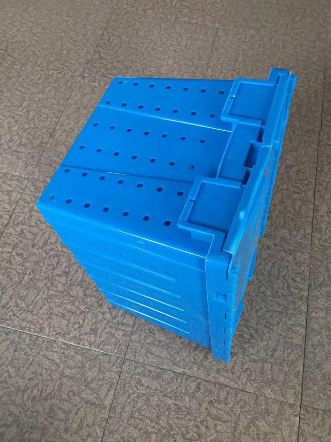 Stack And Nest Plastic Mesh Container With Attached Lids 600*400*360mm